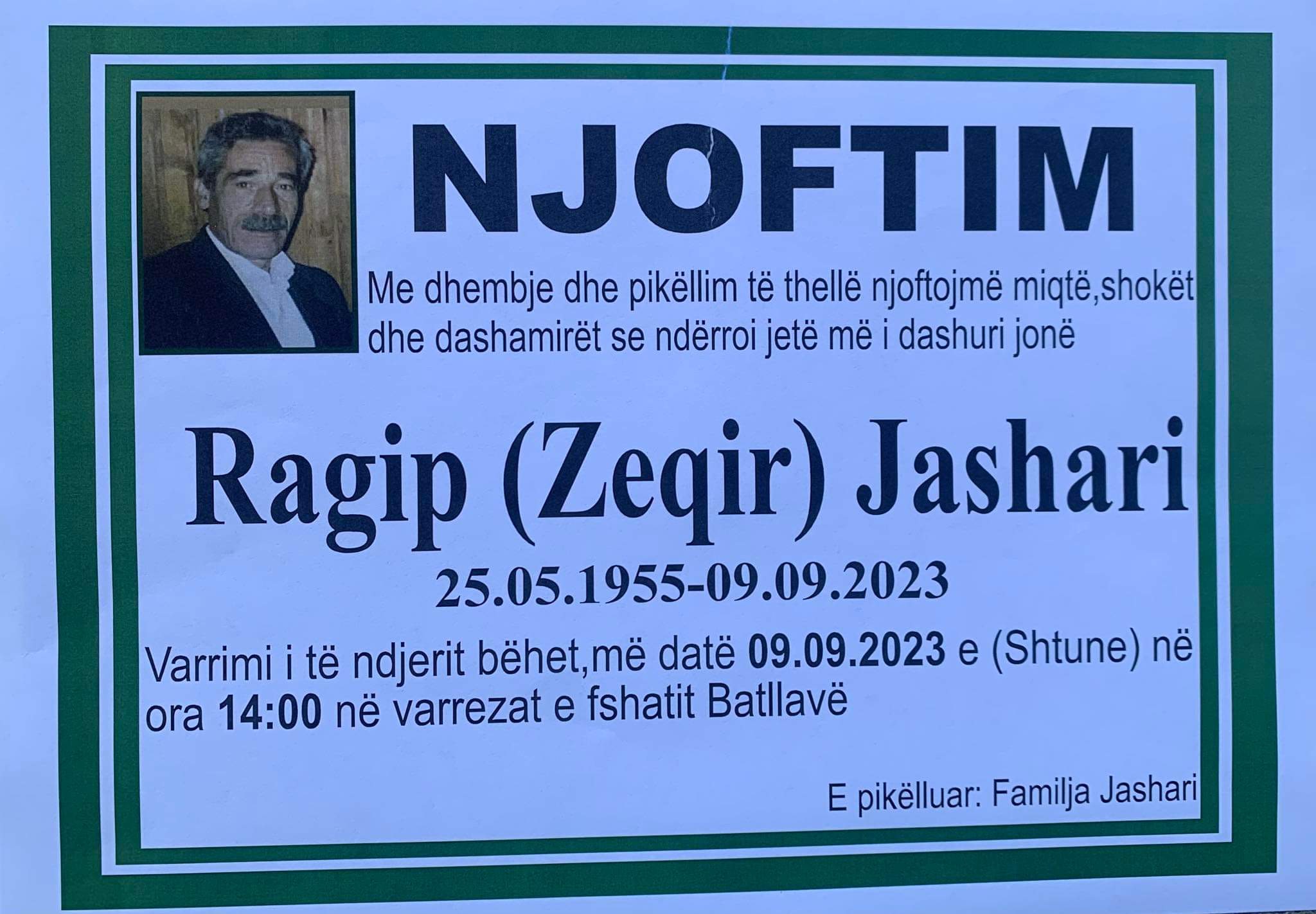 Podujevë; Ndërron jetë Ragip Jashari (Foto)